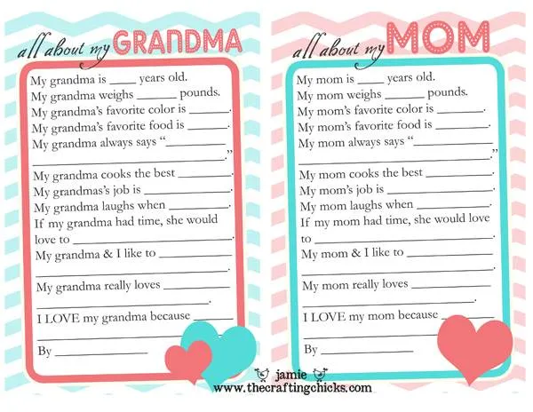 Mother's Day Questionnaire & Free Printable Download - The Crafting Chicks