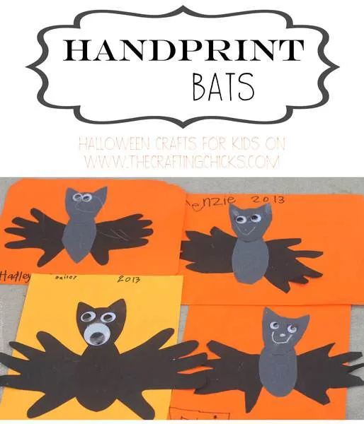 Handprint Bats:: Halloween Crafts for Kids - The Crafting Chicks