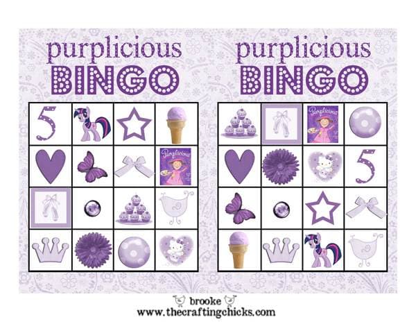 Purplicious Party Bingo {Free Printable} - The Crafting Chicks
