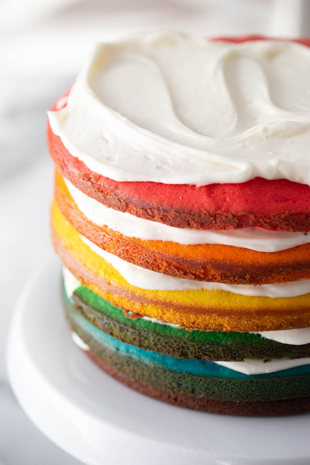 Rainbow Layer Cake with Cream Cheese Frosting