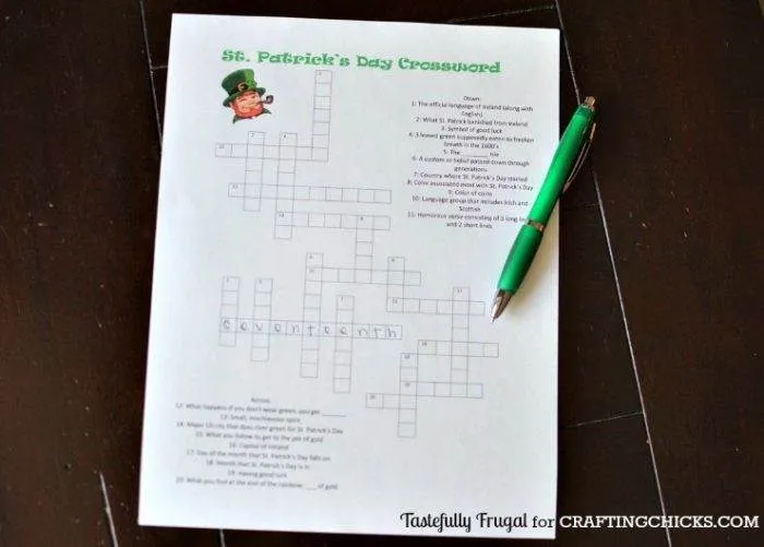 St. Patrick's Day Crossword - The Crafting Chicks