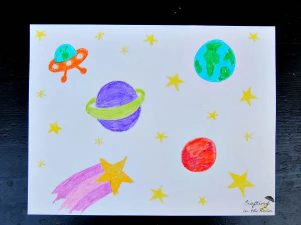 Crayon Resist Space Art