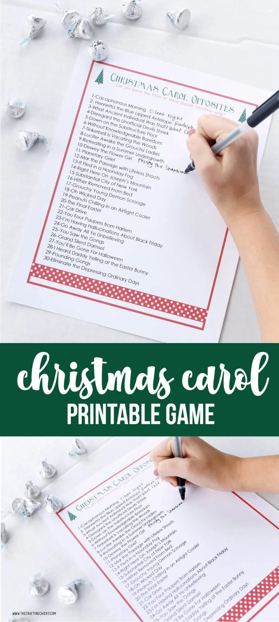 Christmas Carol Opposites Game