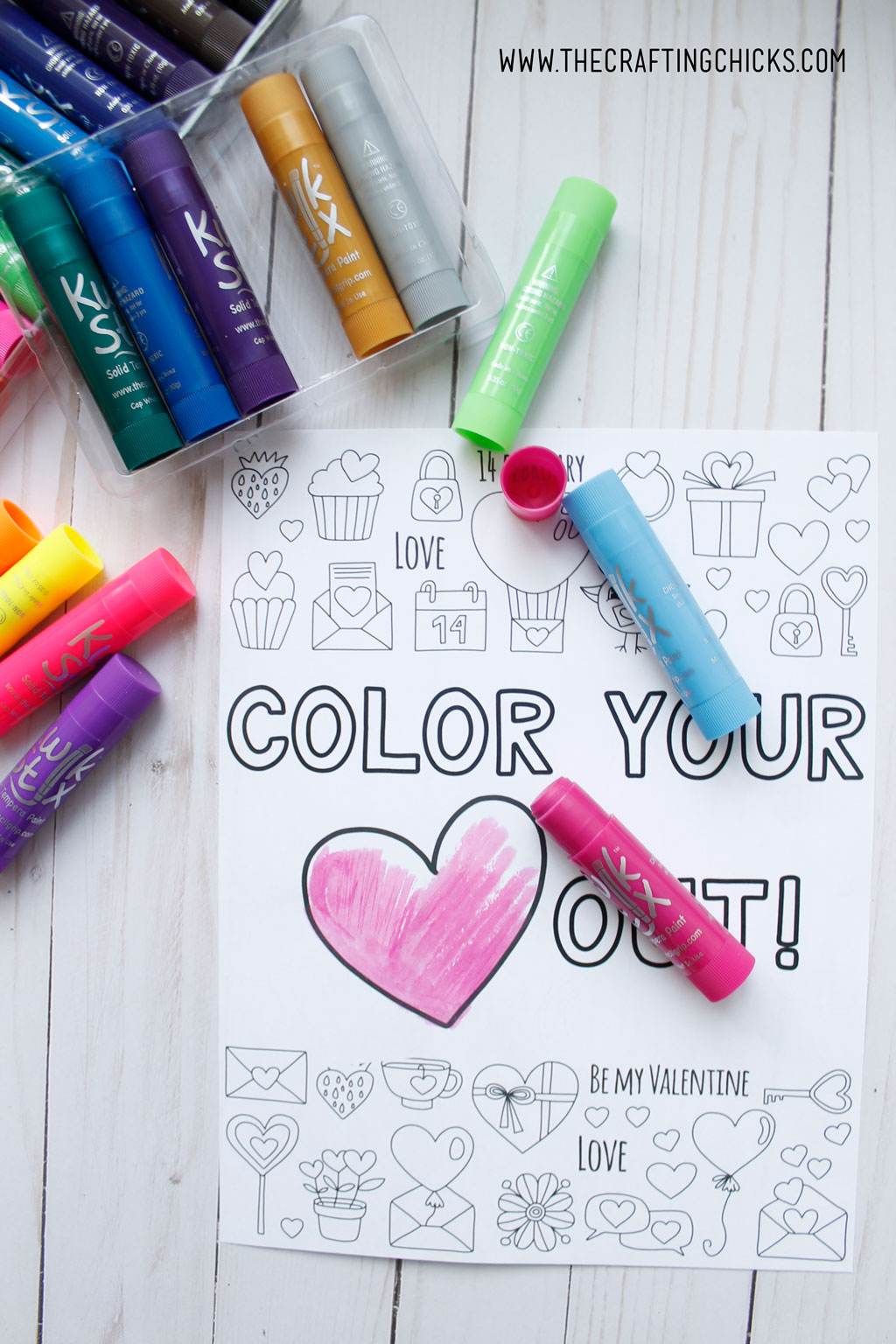 Color Your Heart Out Valentine Coloring Page - The Crafting Chicks