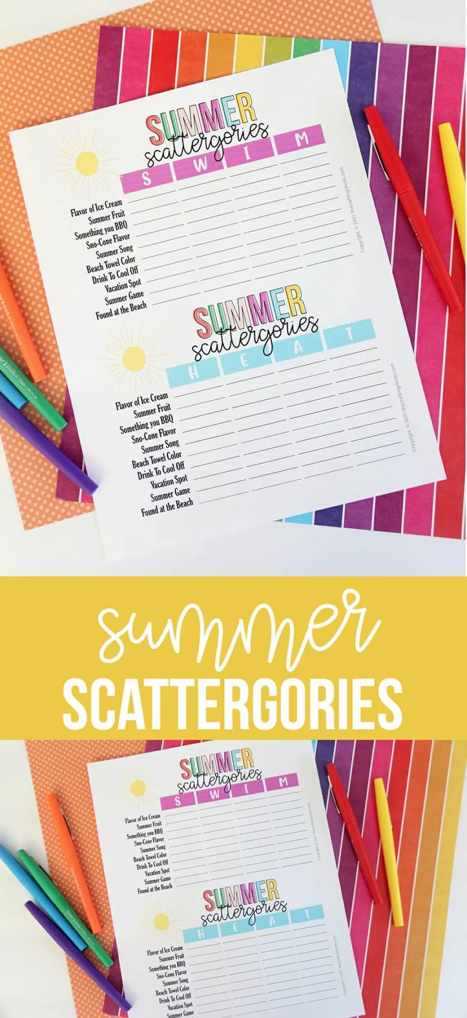 Summer Scattergories Printable Game - The Crafting Chicks