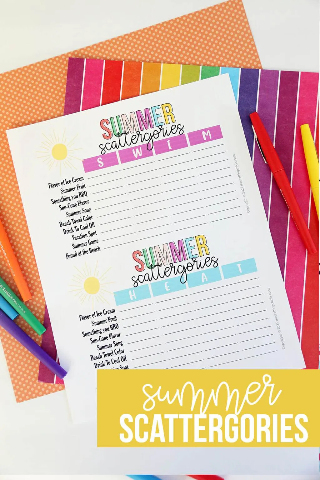 Summer Scattergories Printable Game - The Crafting Chicks