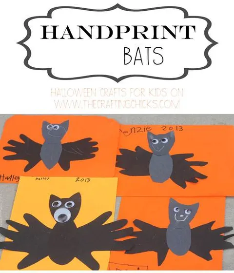 Handprint Bats:: Halloween Crafts for Kids - The Crafting Chicks