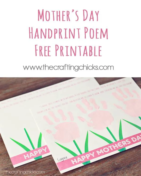 Sweet Mother's Day Handprint Poem *Free Printable - The Crafting Chicks