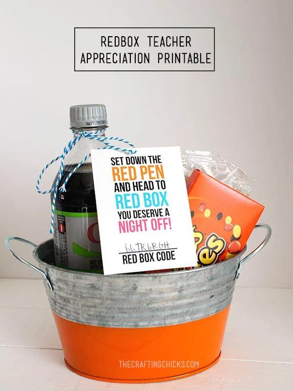 RedBox Teacher Appreciation Printable - The Crafting Chicks