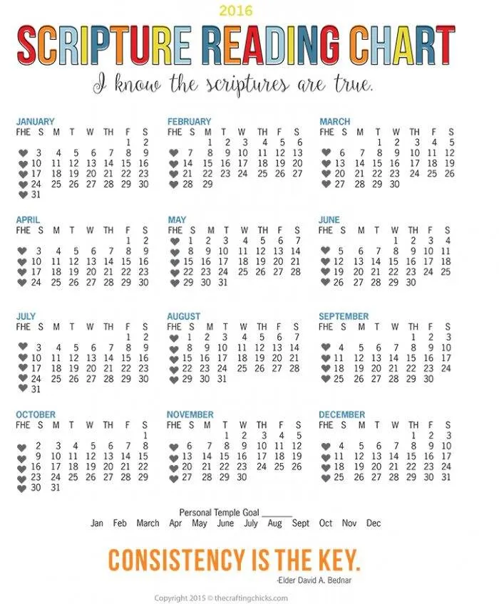 2016 Scripture Reading Chart - The Crafting Chicks