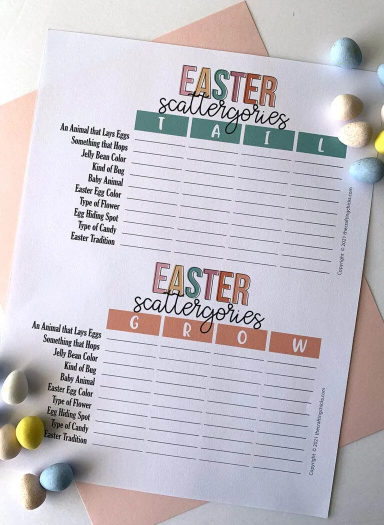 Easter Scattergories Printable Game - The Crafting Chicks