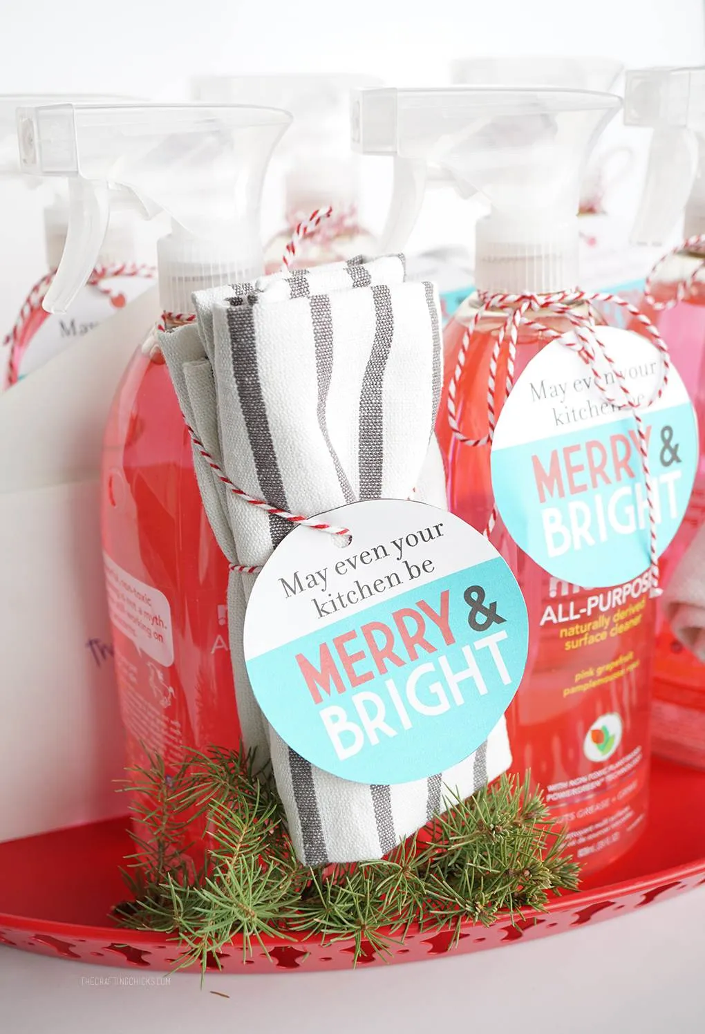 Merry and Bright Kitchen Spray Gift Tag - The Crafting Chicks