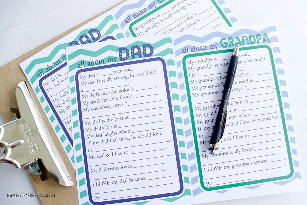 Father's Day Questionnaire & Free Printable - The Crafting Chicks