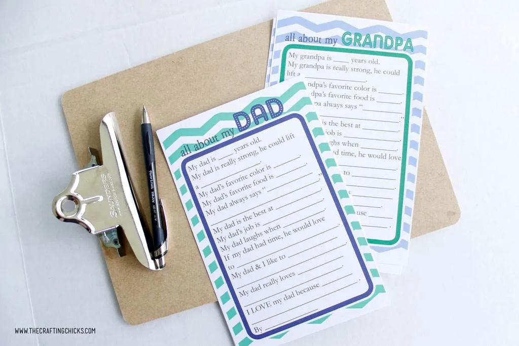Father's Day Questionnaire & Free Printable - The Crafting Chicks