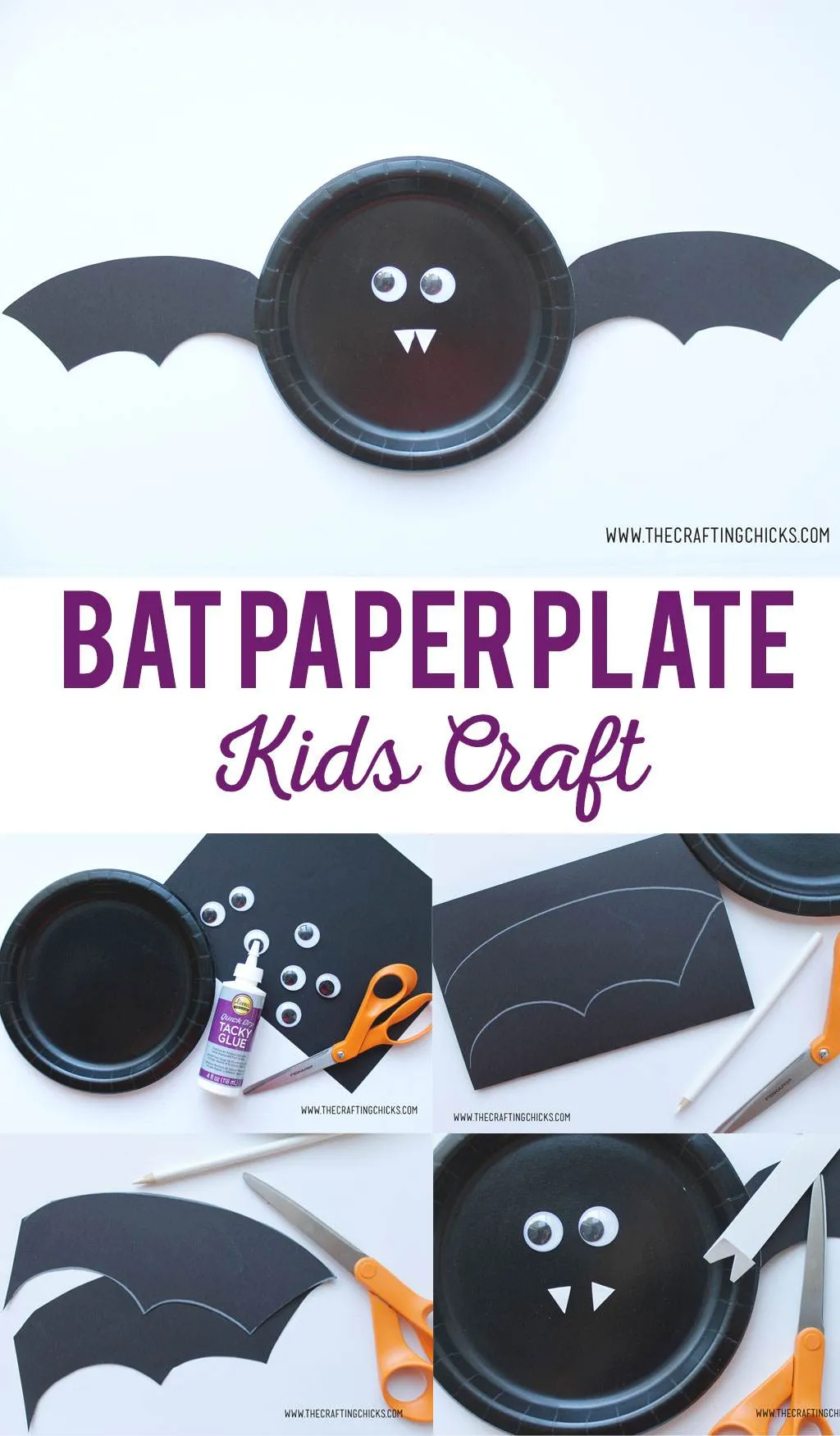 Bat Paper Plate Kids Craft