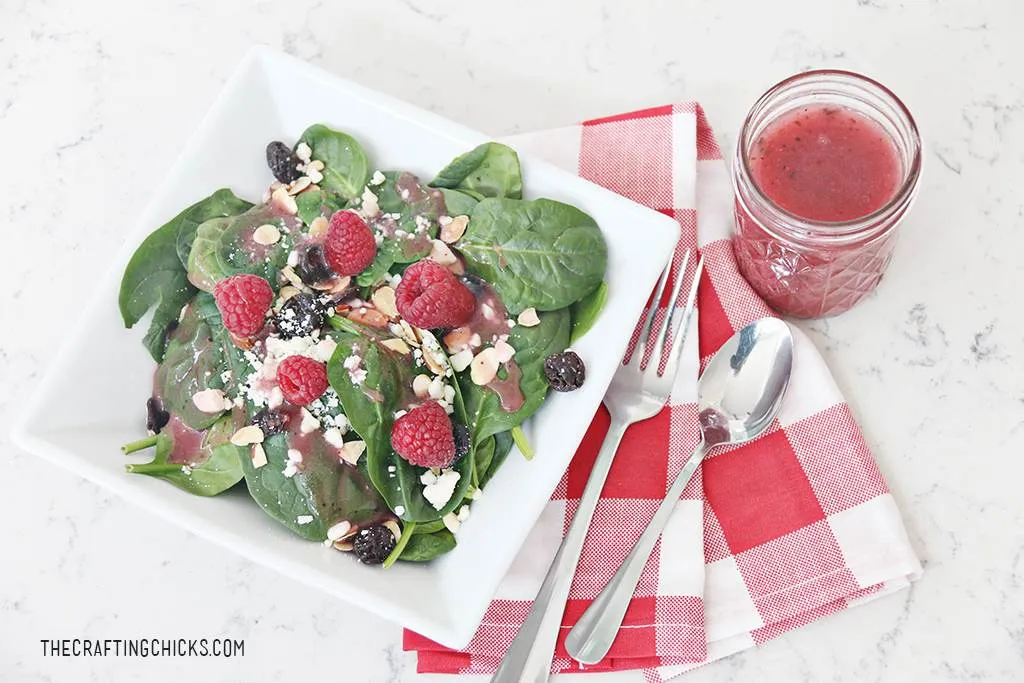 Raspberry Spinach Salad with Raspberry Vinaigrette - The Crafting Chicks