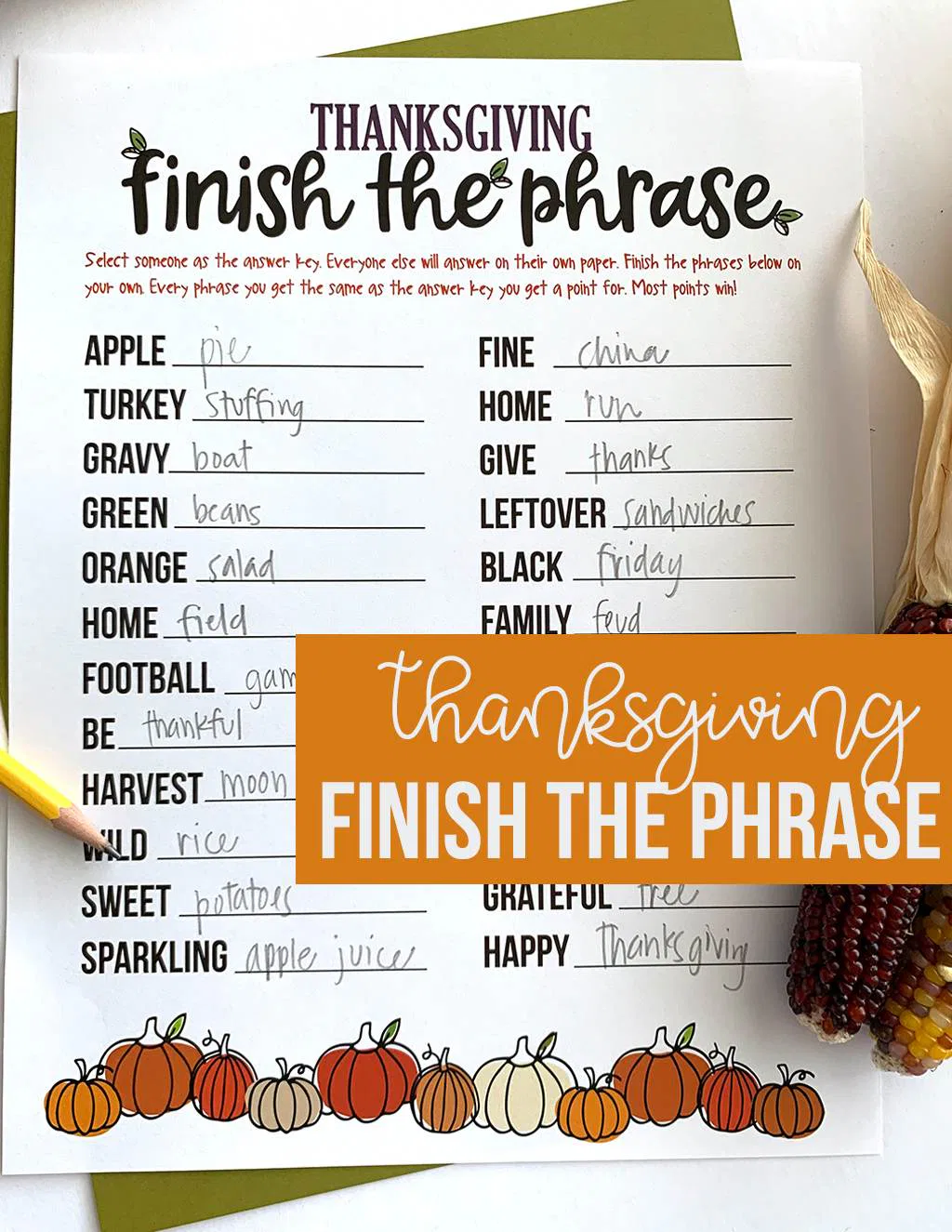 Thanksgiving Printable Games - The Crafting Chicks