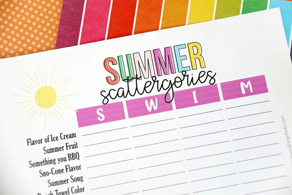 Summer Scattergories Printable Game - The Crafting Chicks