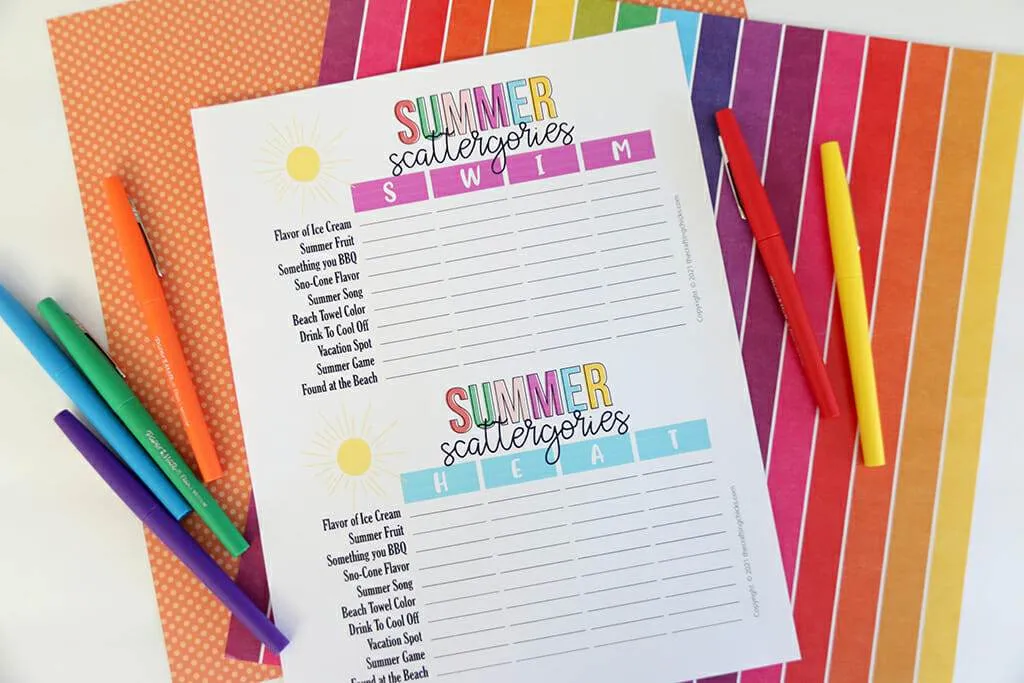 Summer Scattergories Printable Game - The Crafting Chicks