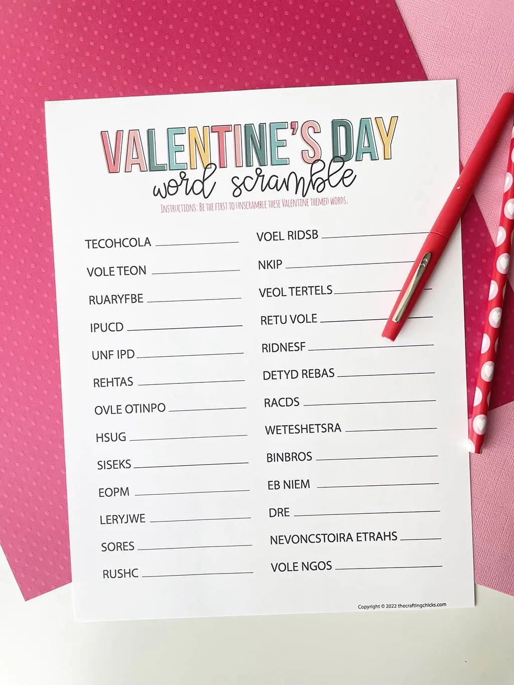Printable Valentine Games - The Crafting Chicks