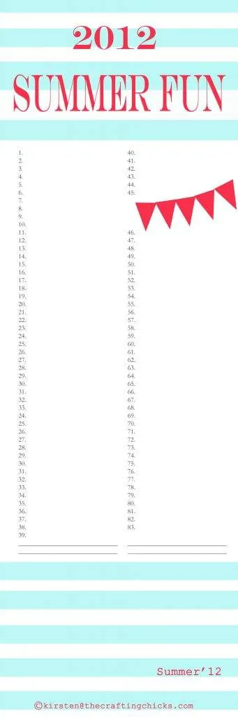 Summer Fun Chart {Kirsten Edition} ***free printable*** - The Crafting ...