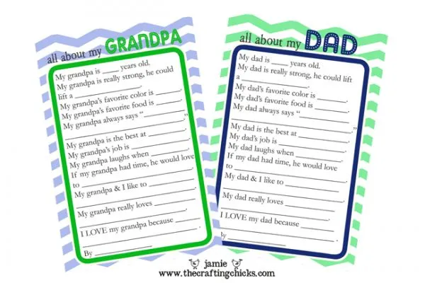 Father's Day Questionnaire & Free Printable - The Crafting Chicks