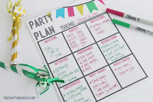 Party Plan Printable - The Crafting Chicks