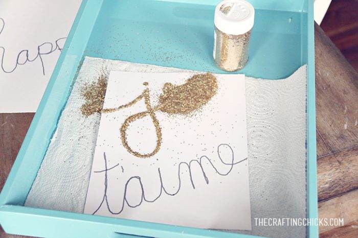 Hot Glue Glitter Word Art