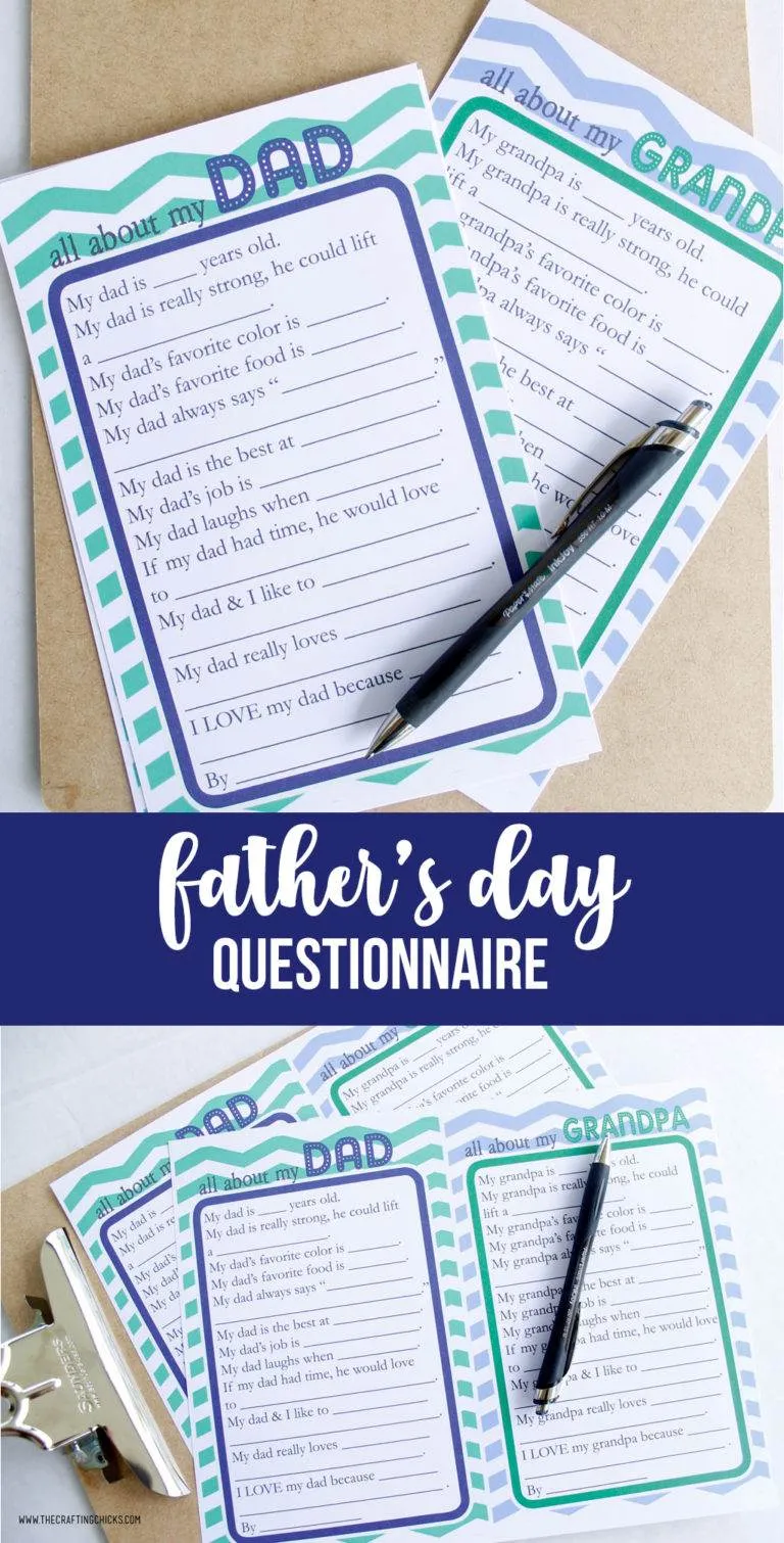 Father's Day Questionnaire & Free Printable - The Crafting Chicks