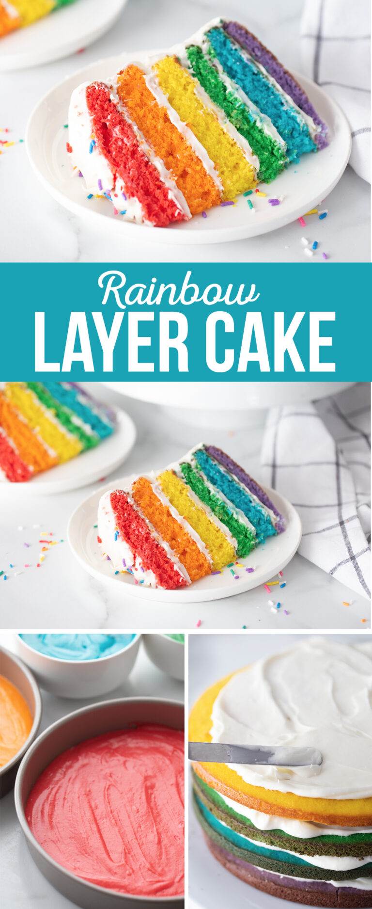 Rainbow Layer Cake with Cream Cheese Frosting
