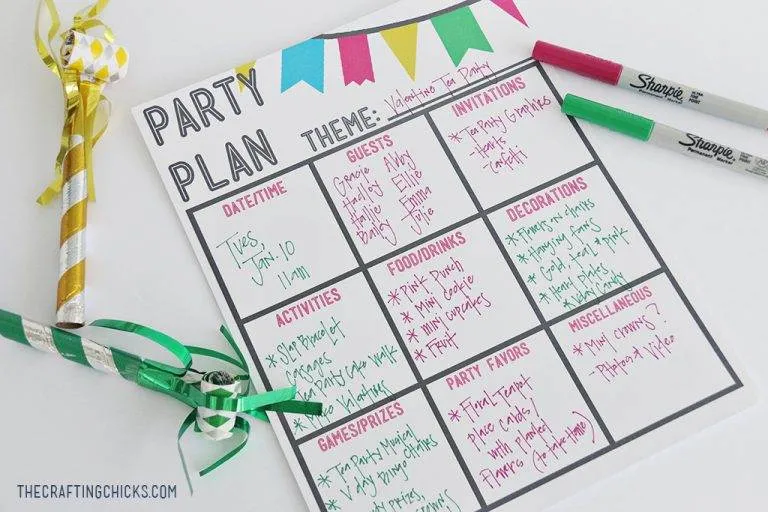 Party Plan Printable - The Crafting Chicks