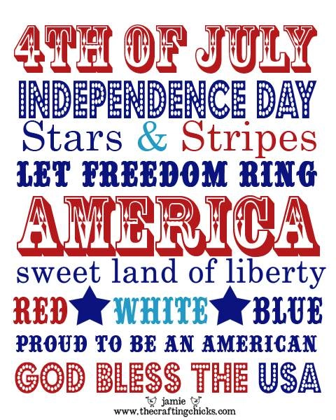 {4th of July Word Art***Free Printable} - The Crafting Chicks