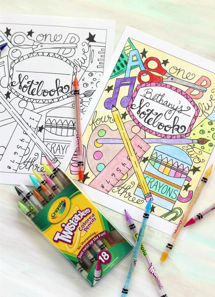 Back to School Notebook Cover Printable Coloring Page - The Crafting Chicks