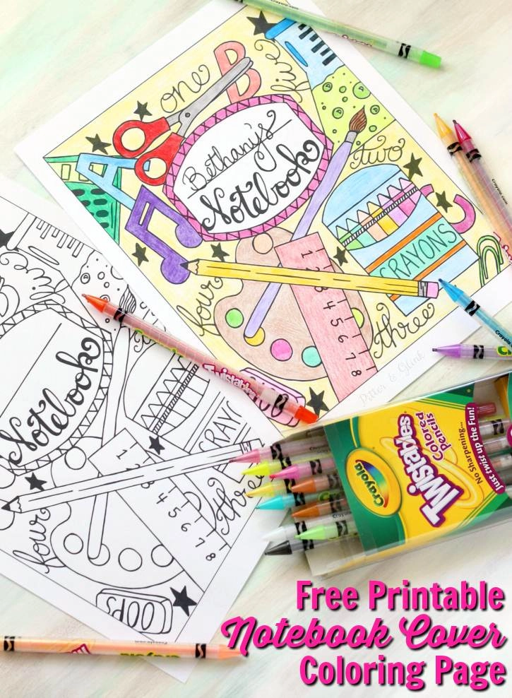 Back to School Notebook Cover Printable Coloring Page - The Crafting Chicks