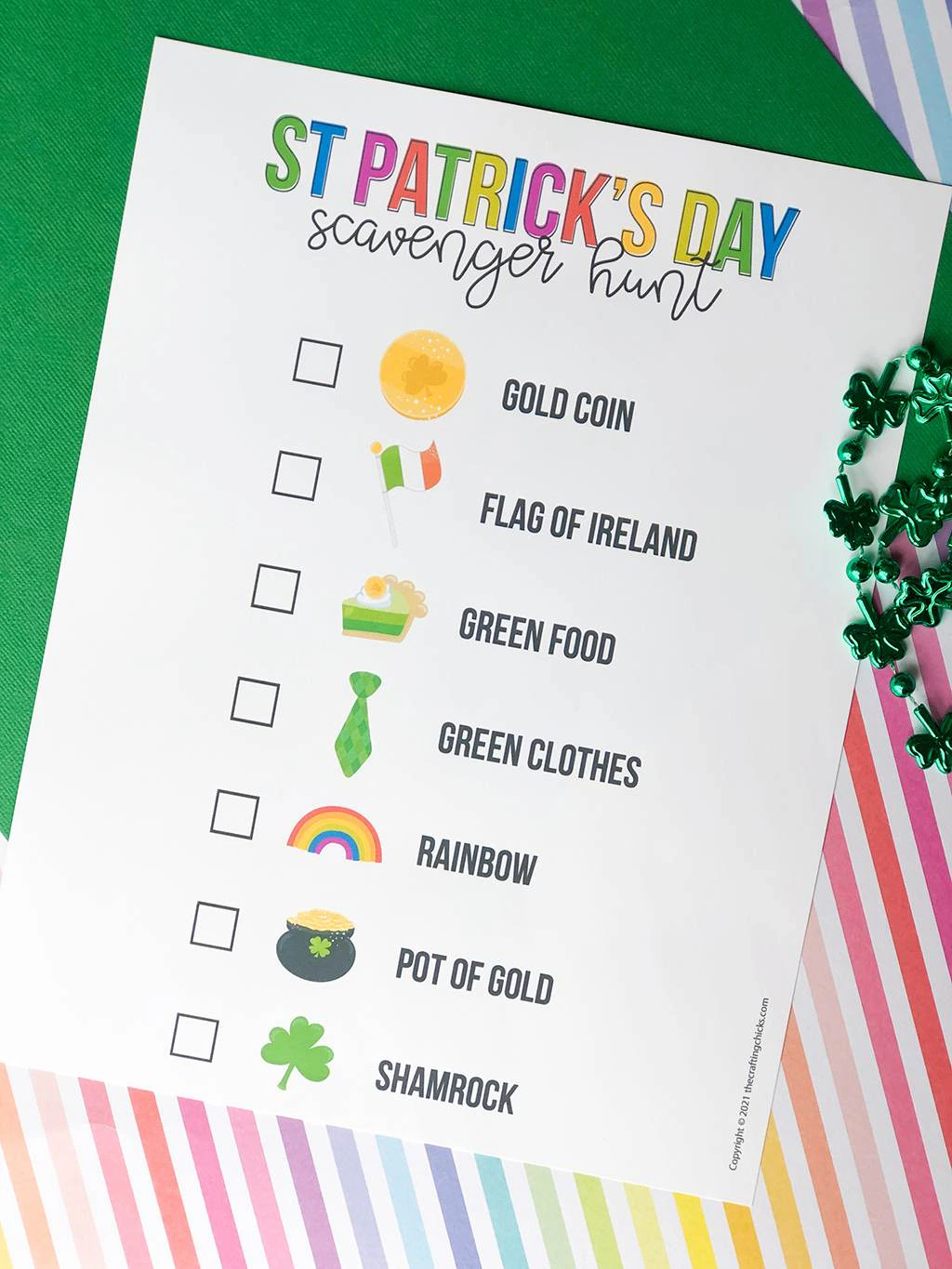 St. Patrick's Day Scavenger Hunt Printable - The Crafting Chicks