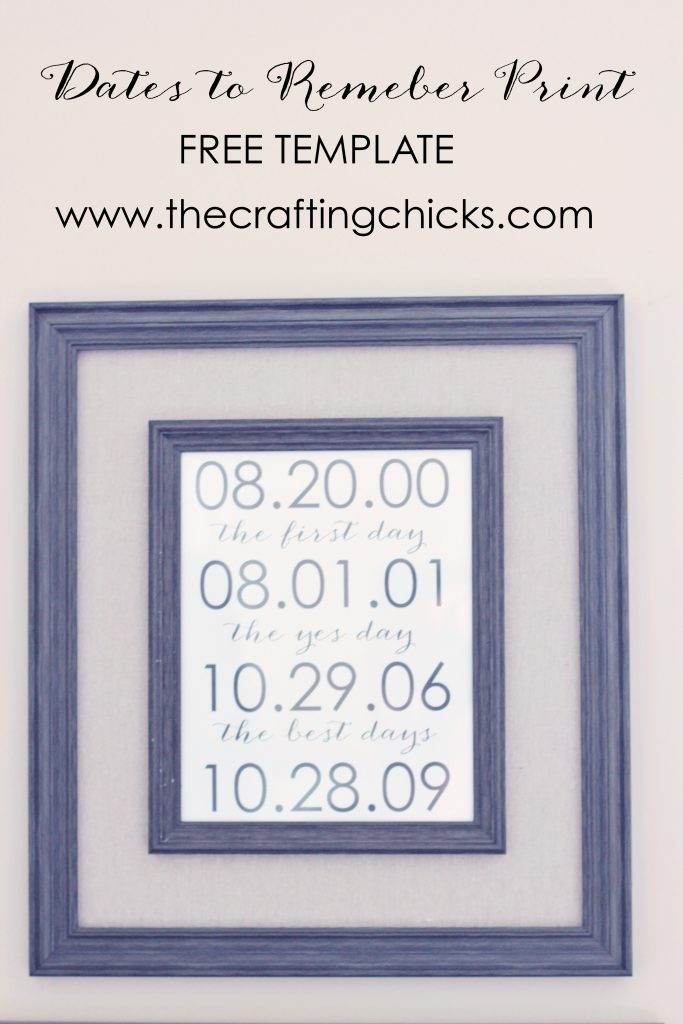 Dates to Remember Print *Free Template - The Crafting Chicks